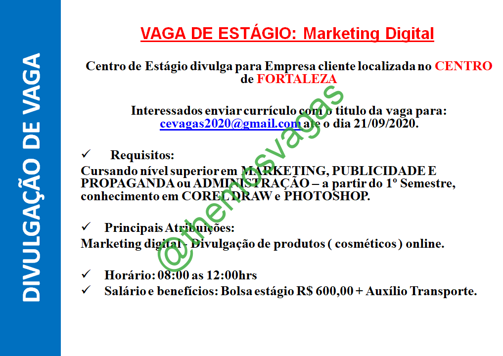 Estágio Marketing Digital | Fortaleza – CE | 01 vaga(s) | Themos Vagas ... Estágio Marketing Digital | Fortaleza – CE | 01 vaga(s) | Themos Vagas ...