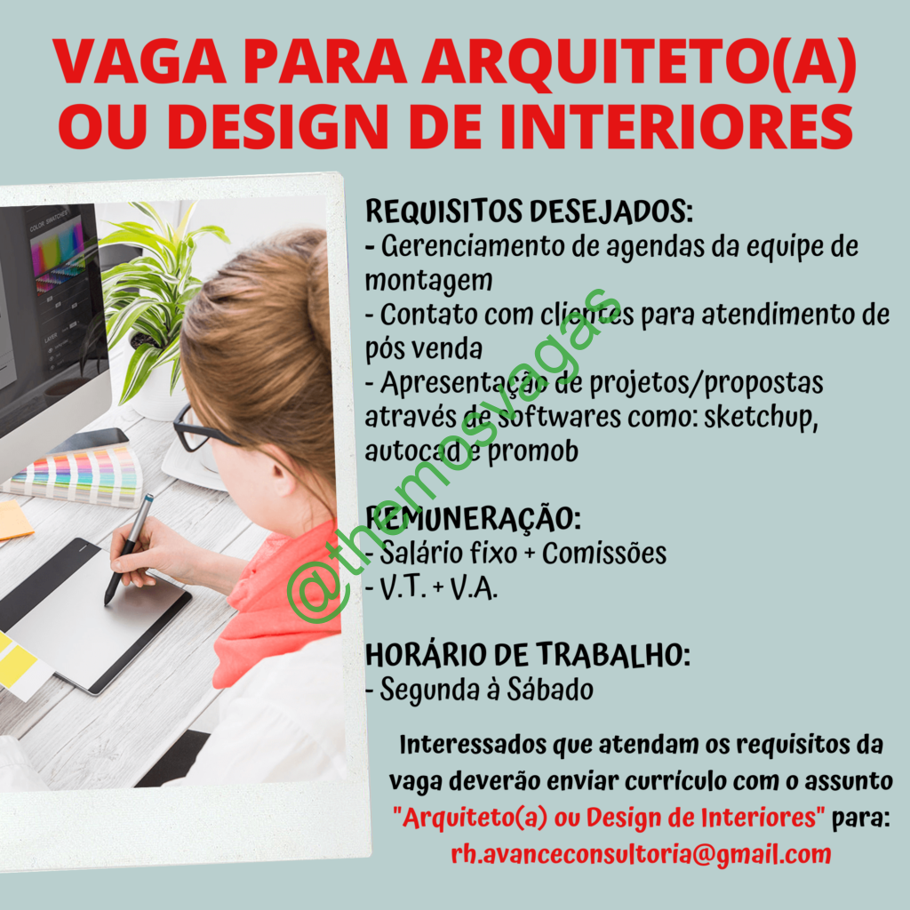 Arquiteto(a) ou Designer de Interiores | Teresina – PI | 01 vaga(s ... Arquiteto(a) ou Designer de Interiores | Teresina – PI | 01 vaga(s ...