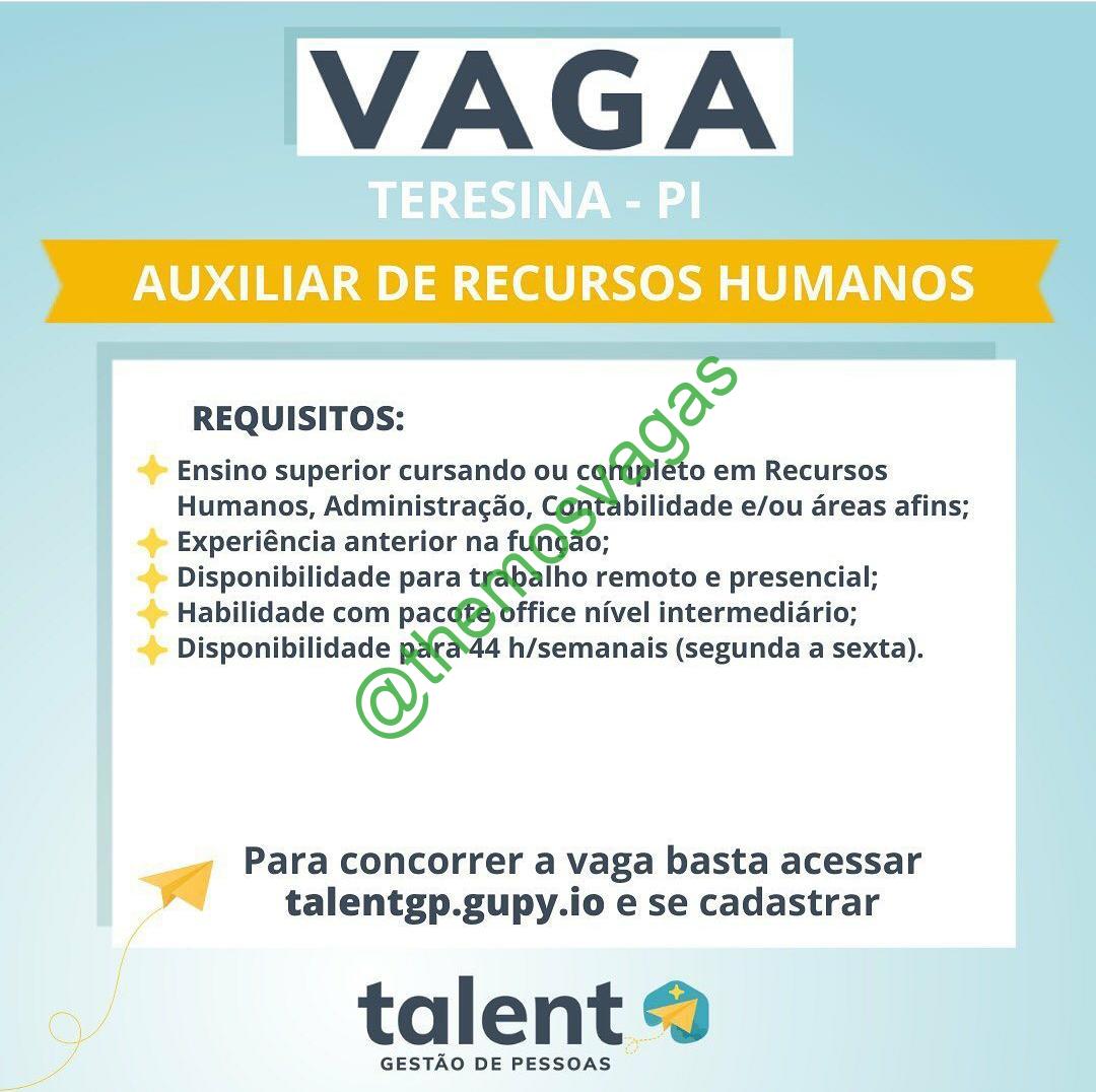 Auxiliar de Recursos Humanos | Teresina – PI | 01 vaga(s) | Themos Vagas | Empregos e ...
